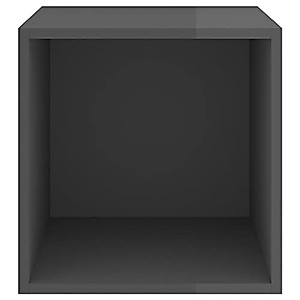 Queen.Y Floating Shelves Set of 4, Wall Mounted Cube Shelves with Cabinet, Wall Hanging Storage Shelves, Home Decor Furniture, High Gloss Gray