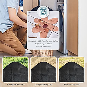 DEWUR Picnic Blankets 79"x79" Extra Large Outdoor Blanket Beach Blanket Waterproof SandProof Picnic Mat Washable Foldable Portable for Grass Lawn Beach Camping (White with Flowers)