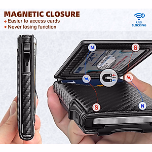 BULLIANT Men Wallet,Money Clip Wallet Slim For Gift Men 9Cards-Metal Credit Card Case in Magnetic Leather Flip