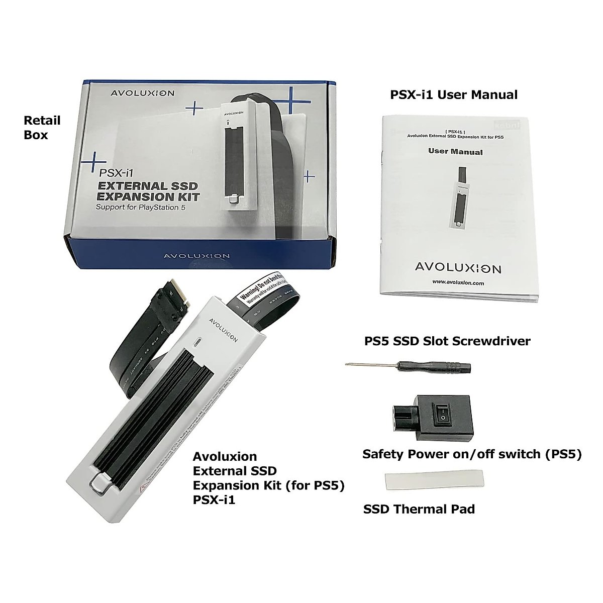 Avoluxion External SSD Expansion Upgrade Kit w/SSD Heatsink for PS5 Game Console (PSX-i1) - Turn Your PS5 Internal SSD Slot to External SSD Expansion Kit - 2 Years Warranty