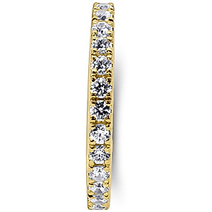 ORO LEONI 925 Sterling Silver Cz Eternity Band Ring - 14k Silver, Yellow And Rose Gold Plated (Yellow Gold, 9)