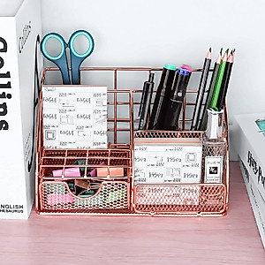 JUOPIEA Desk Organizers and Accessories Office Supplies 12PS Set with Acrylic Stapler, Staple Remover, Pen Holder, Clips, Scissor, Phone Holder, 1 Pen Ect