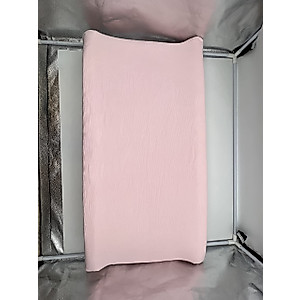 Muslin Changing Pad Cover, 2 Pack Changing Pad Covers, Baby Changing Table Pad Cover Cradle Sheet Soft and Breathable(Pink+Grey) (Pad Cover01)