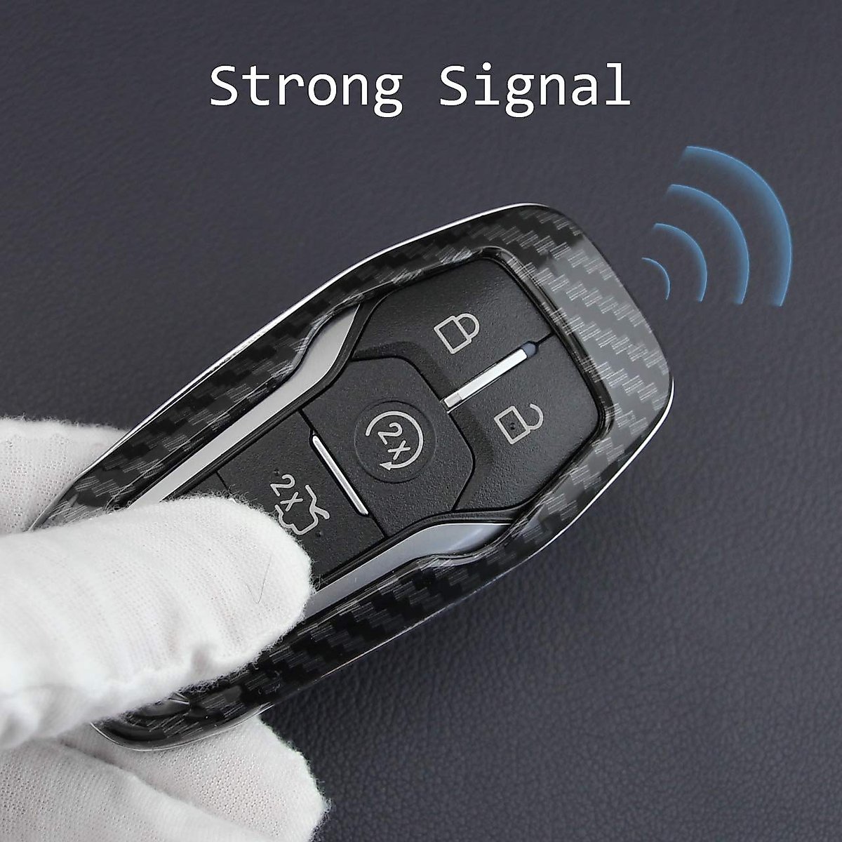 JEYODA ABS Smart keyless Entry Remote Key Fob Carbon Fibre Car Key Shell For Ford F150 Mondeo Mustang Edge Fusion Lincoln MKC MKZ MKX(Shell With Keychian)