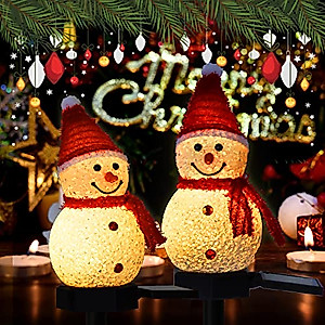 X-Boyouth Solar Snowman Lights Decorations 2Pcs Outdoor Snowman Stanta Ornament Landscape Pathway for Patio Yard Garden Lawn Decor, Solar Powered Party Indoor Holiday Gifts