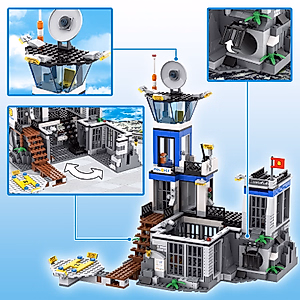 City Police Prison Island Building Blocks Set, Police Station Building Toy Kit with Police Car Drone Helicopter Boats, Best Preschool Toys Gift for Kids, Boys, and Girls Aged 6+ (946 Pieces)