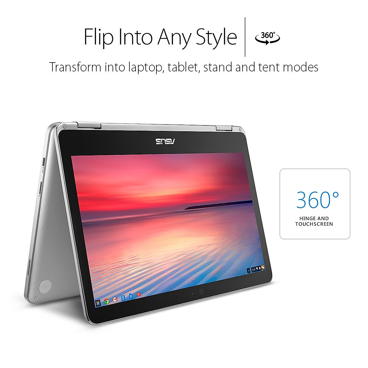 ASUS Chromebook Flip C302 2-In-1 Laptop- 12.5” Full HD 4-Way NanoEdge Touchscreen, Intel Core M5, 4GB RAM, 64GB Flash Storage, All-Metal Body, Backlit Keyboard, Chrome OS- C302CA-DH54 Silver