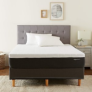 Amazon Basics Gel Memory Foam Mattress, Firm, Cooling, King Size Mattress, CertiPUR-US® Certified Foam, 80 x 76 x 12 inches, White/Dark Gray