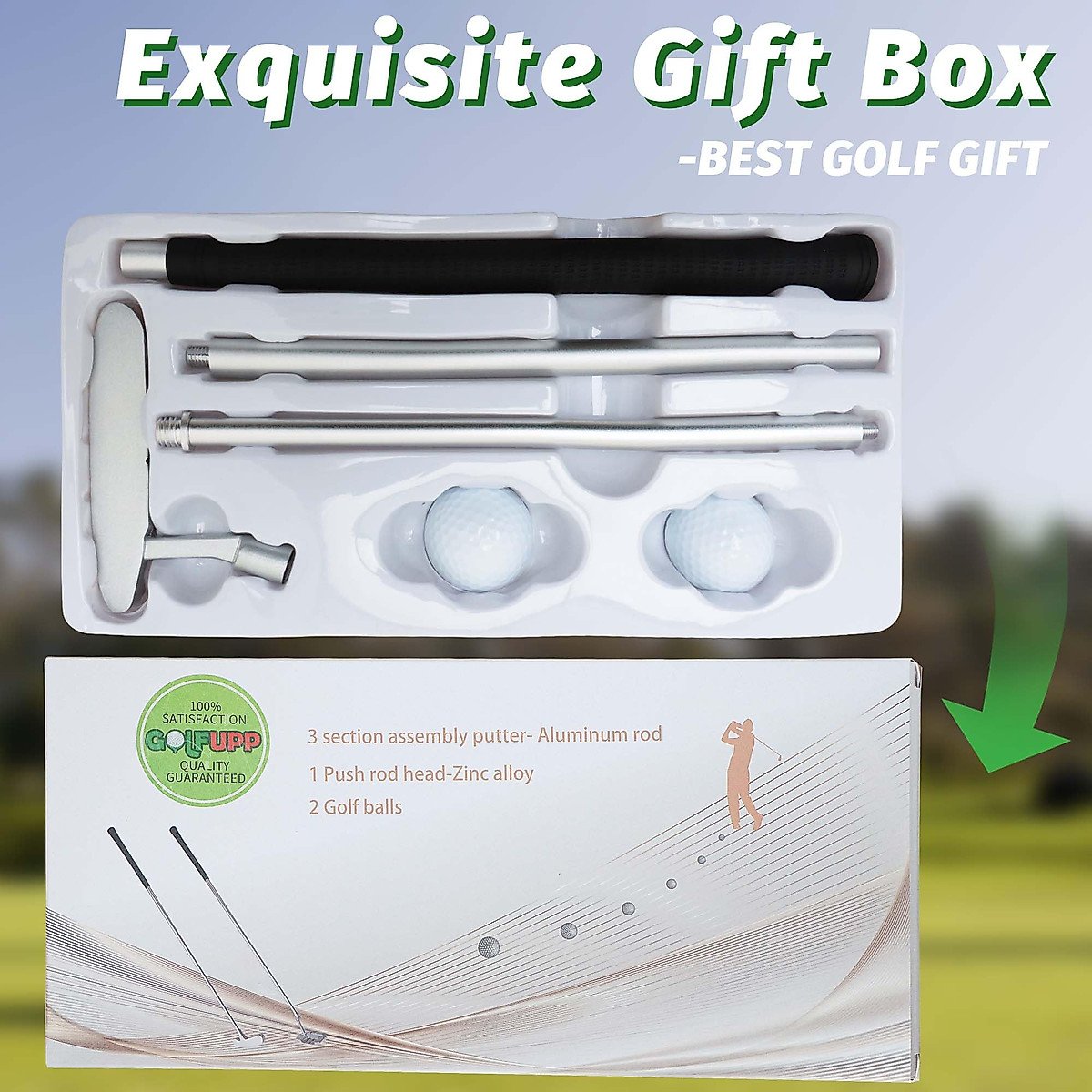 Golf Putter - Golf Putters Right Handed for Beginner Youth, Mini Golf Clubs Set - 33" Right-Hand putters with 2 Standard Double Layer Construction Golf Balls & Gift Box