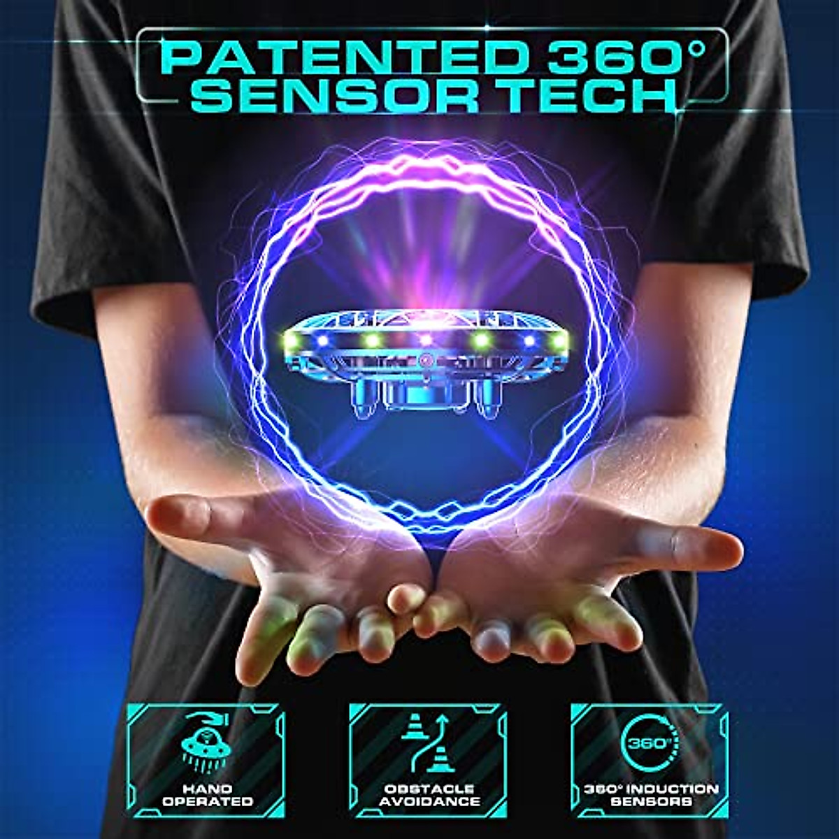 Force1 Scoot Pro Hand Operated Drone for Kids Adults - 360 Induction Hands Free Motion Sensors Mini Drone with Bright LED Projection, Easy Indoor Small UFO Toy Flying Ball Drone Toy for Boys and Girls