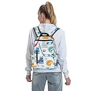 Biviel Hockey Elements Creative Patterned print Lightweight Backpack Simple Casual Shoulder Backpack Hiking Backpacks