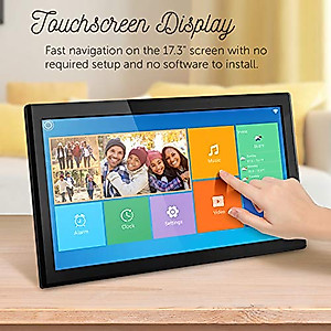 Aluratek 17.5" WiFi Digital Picture Frame, Touchscreen IPS LCD Digital Picture Frame, 16GB, Wireless Photo Sharing, Stylish Black Frame, Easy Setup