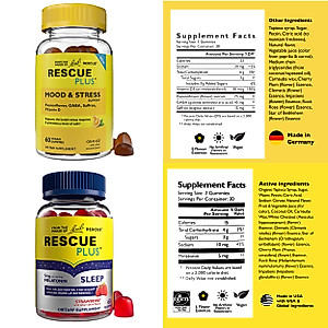 RESCUE Bach Plus Sleep Gummies with 5mg Melatonin/dose [and] Bach Plus Mood & Stress Support Gummies with Key Nutrients and Botanicals - 2PK Dietary Supplements, 60Ct Each