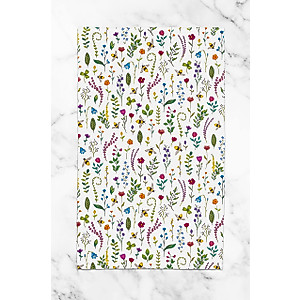 Spring Flower Print Hand Towel - Bumblebee Kitchen Towel - Bathroom Hand Towel - Cotton Terry Cloth - 15"x25"