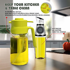 Jenyolon Oil Dispenser, Ration Oil and Vinegar Dispenser 17 Oz, Non-Drip Spout Olive Oil Dispenser Wide Opening for Easy Refill and Cleaning, Oil Dispenser Bottle for Kitchen Vinegar, Soy Sauce