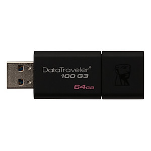 Kingston 64GB USB 3.0 Black DataTraveler 100 G3 3 Pack DT100G3/64GB-3P