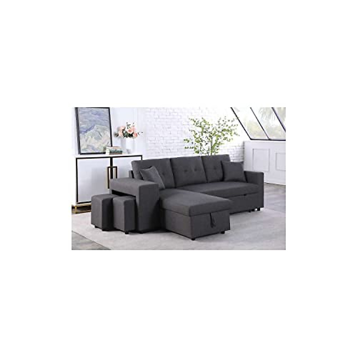 Lilola Home Dennis Sectional, Dark Gray