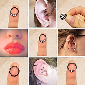 5 Pcs 8mm Cartilage Rings Hoops for Daith, Septum and Nostril Nose Earrings, Cartilage Earrings Helix Tragus Earrings Conch Earrings and Rook Piercing Earrings for Women - Black
