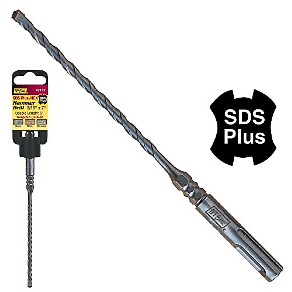 IVY Classic 47185 5/32 x 7-Inch Industrial Concrete Screw Drill Bit, SDS Plus Hex Drive, 1/Card
