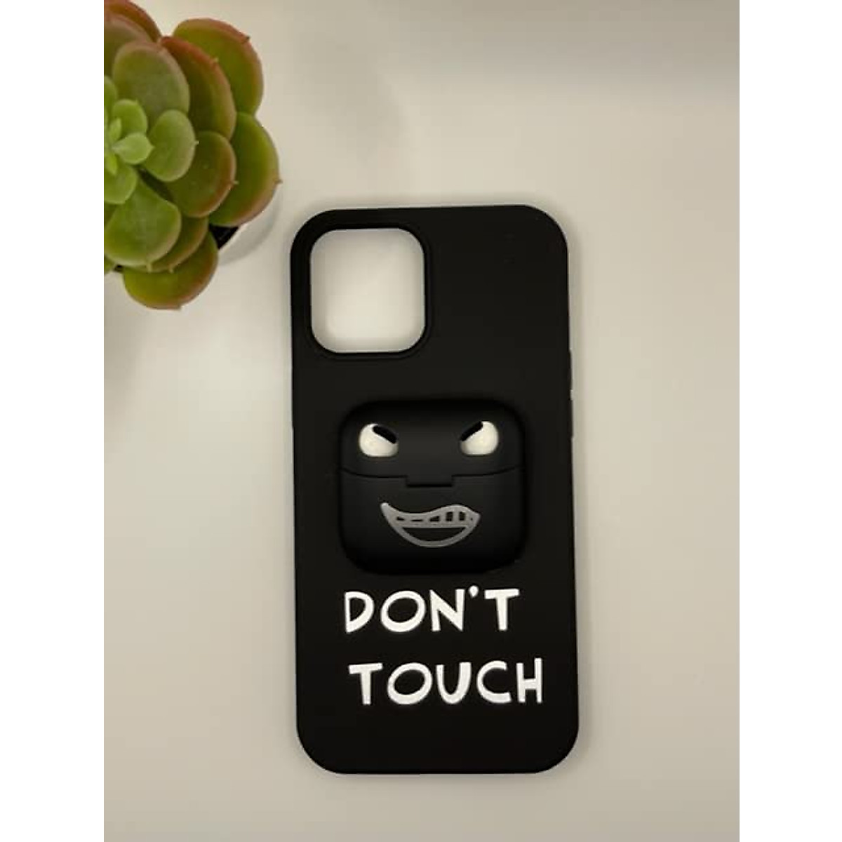 "Don't touch" iPhone 12 Pro Max case with Airpods holder