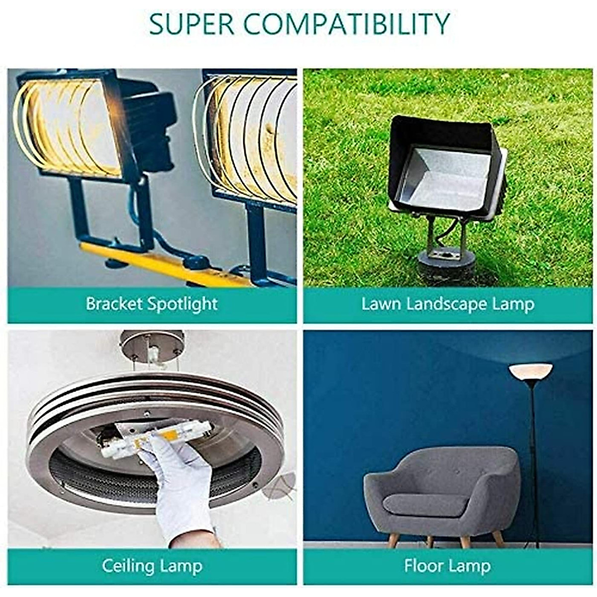 Qixivcom 2 Packs 78mm 10W R7S LED Bulbs LED COB Light 100W Halogen Equivalent J Type T3 120V R7S Dimmable Daylight White 6500K Double Ended R7S LED J78 Flood Light Landscape Lights Lamp Work Lighting