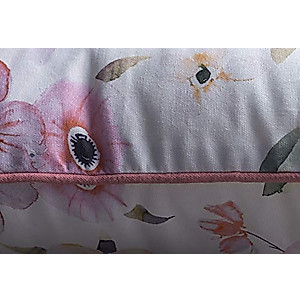 Maison d' Hermine Decorative Pillow Cover 100% Cotton, Toile Washable Cushion Cover with Invisible Zipper for Bed, Living Room, Pale Garden - White (Romantic Poppy) - Spring/Summer (18"x18")