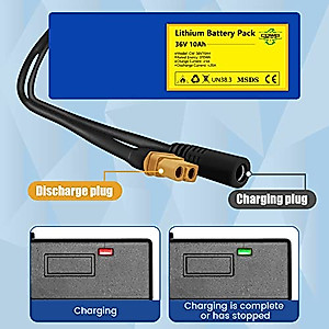 36V Ebike Battery for Electric Bike Bicycle, 36v 10ah Lithium Battery Pack for Scooter, 36 Volt Lithium Battery for Electric Bike Replacement , 20A BMS for 350w 500w 750w Motor ,42v 2A Charger (B-2)