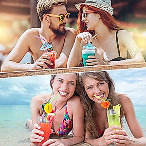 [100 Pcs] Fruit Cocktail Drink Umbrella Straws - Disposable Party Drink Umbrella Hawaiian Straws Luau Party Decorations Supplies