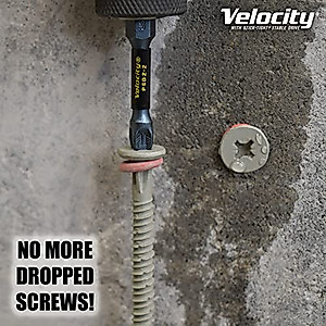 Velocity Concrete Screw Kit with RedSeal Moisture Barrier – Includes 12 High-Performance Concrete Screws, 1 Drill Bit, and 1 Driver Bit (Flat Head, Size 1/4” x 2 1/4”)