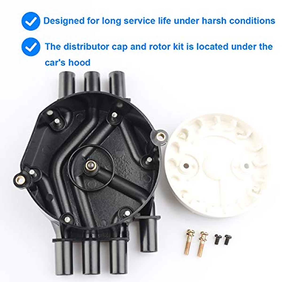 Ignition Distributor Cap and Rotor Kit, Replace D328A 10452458 D465 Compatible with Chevy GMC 4.3 Vortec - 1996-2005 Astro, 1995-2005 Blazer, 1995-2004 S10, 1999-2006 Silverado, 1995-2001 Jimmy, More