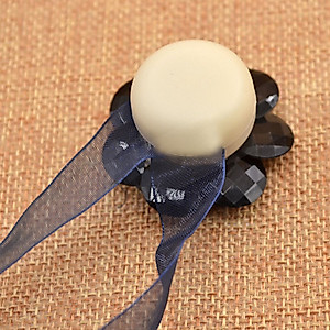 Mggsndi Floral Flower Magnetic Tiebacks Voile Net Door Curtains Ribbon Tie Backs Clip Tie - Convenient Drape TieBacks - for Window Sheer Blackout Draperies Home Office Decorative Coffee