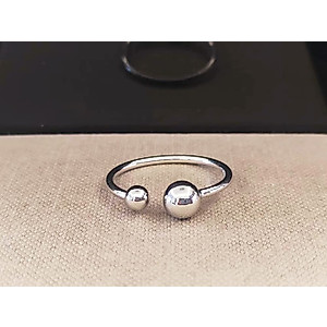 Minimalist Double Ball Bead Ring for Women Statement Expandable Open Rings Comfort Fit Fashion Lucky Christmas Birthday Jewelry