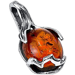 Ian and Valeri Co. Honey Amber Sterling Silver Oval Pendant