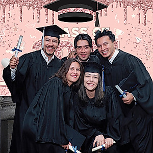 GPWXYYY Pink and Rose Gold Graduation Decorations Class of 2024 Backdrop Congrats Graduation Banner Photo Background for College Graduation Party Supplies