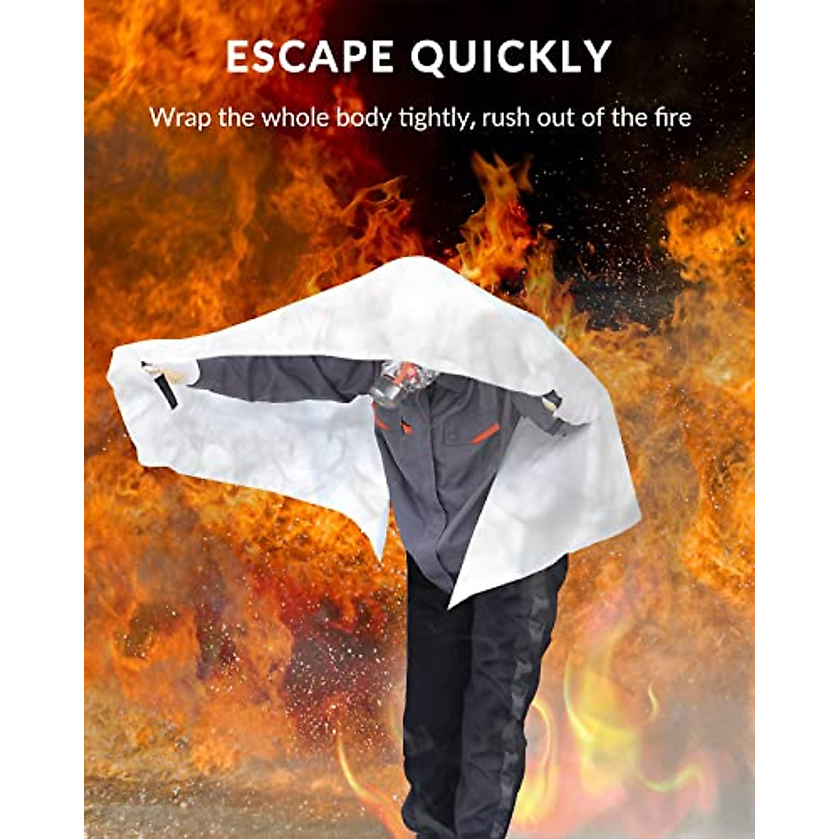 SITERWELL Fire Blanket, Fiberglass Fire Suppression Blanket for Emergency Surival，Emergency Blanket with Heat Insulation, Survival Blanket for Home, Grill, Car, Boat,4-Pack