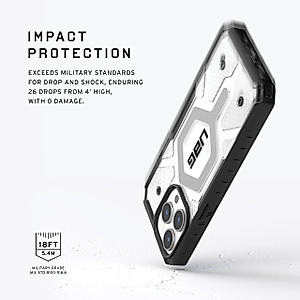 URBAN ARMOR GEAR UAG Designed for iPhone 15 Pro Max Case 6.7" Pathfinder Clear Ice/Silver Compatible with MagSafe Bundle with UAG Screen Protector Glass Shield Plus 6.7"