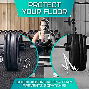 Yes4All interlocking Exercise Foam floor mats, for Gym Equipment – Eva Tiles (24 Square Feet – Black – 6 pcs)
