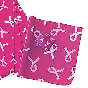 Lide Road Ribbon Pattern Wrapping Paper Set, 8 Sheets Breast Cancer Gift Wrapping Paper Pink Ribbon Wrapping Paper Breast Cancer Awareness Supplies and Decorations Wrapping Paper 20'' x 27''