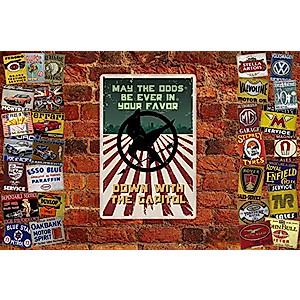 HomDeo Wall Decor Metal 8 x 12inch - Hunger Games May The Odds Be Ever in Your Favor Sign Tin Sign Personalized Metal Signs