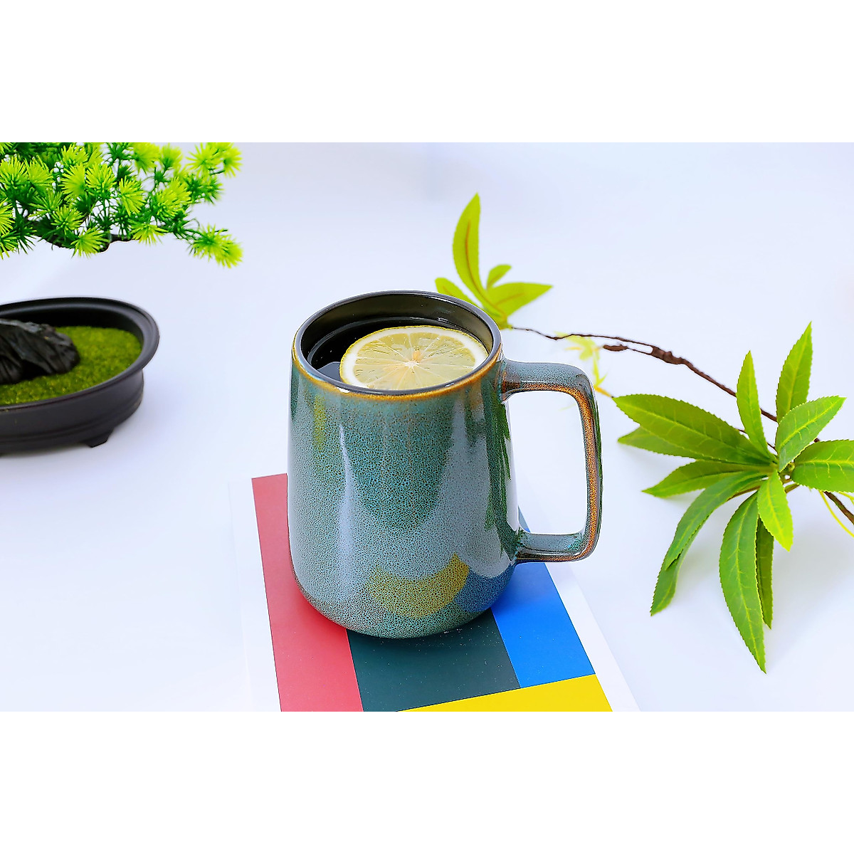 24 oz Ceramic Coffee Mug Large Milk Coffee Mug Tea Cup for Cocoa Cappuccino Latte Cereal Dishwasher Safe Microwave Safe (Green)