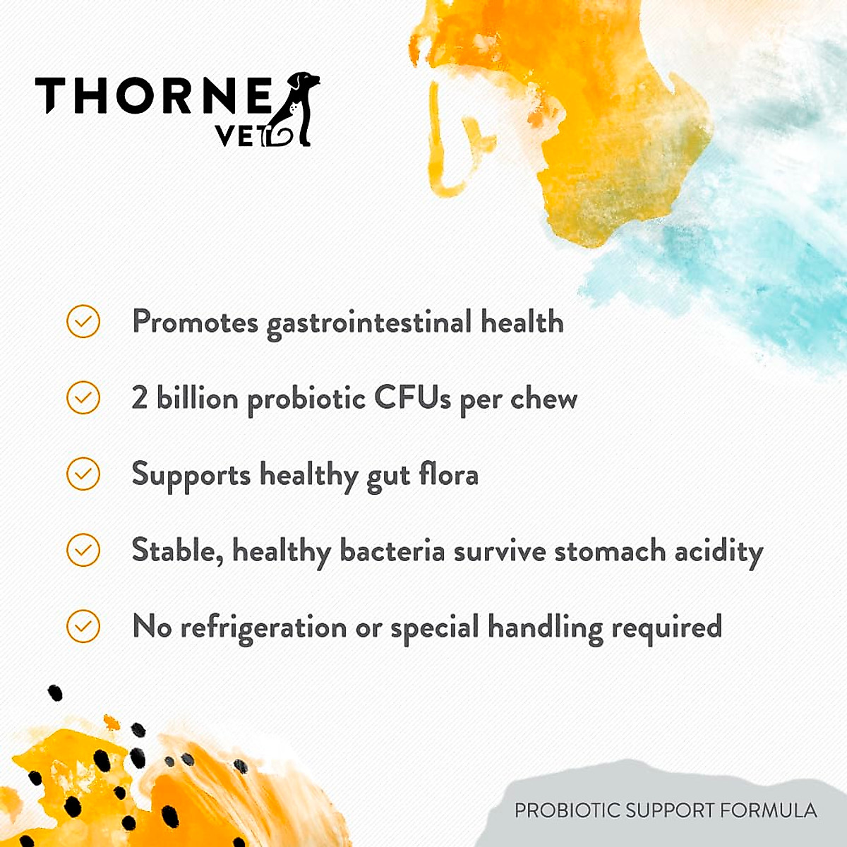 ThorneVET Probiotic Support Formula – Gastrointestinal Support for Dogs, Cats & Horses 60 Soft Chews