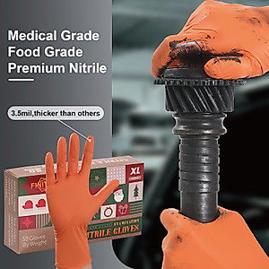 FINITEX Nitrile Disposable Latex Free Gloves Orange - 3.5mil 50PCS Powder Free Gloves Christmas Cleaning Medical Exam Food Gloves (X-Large)