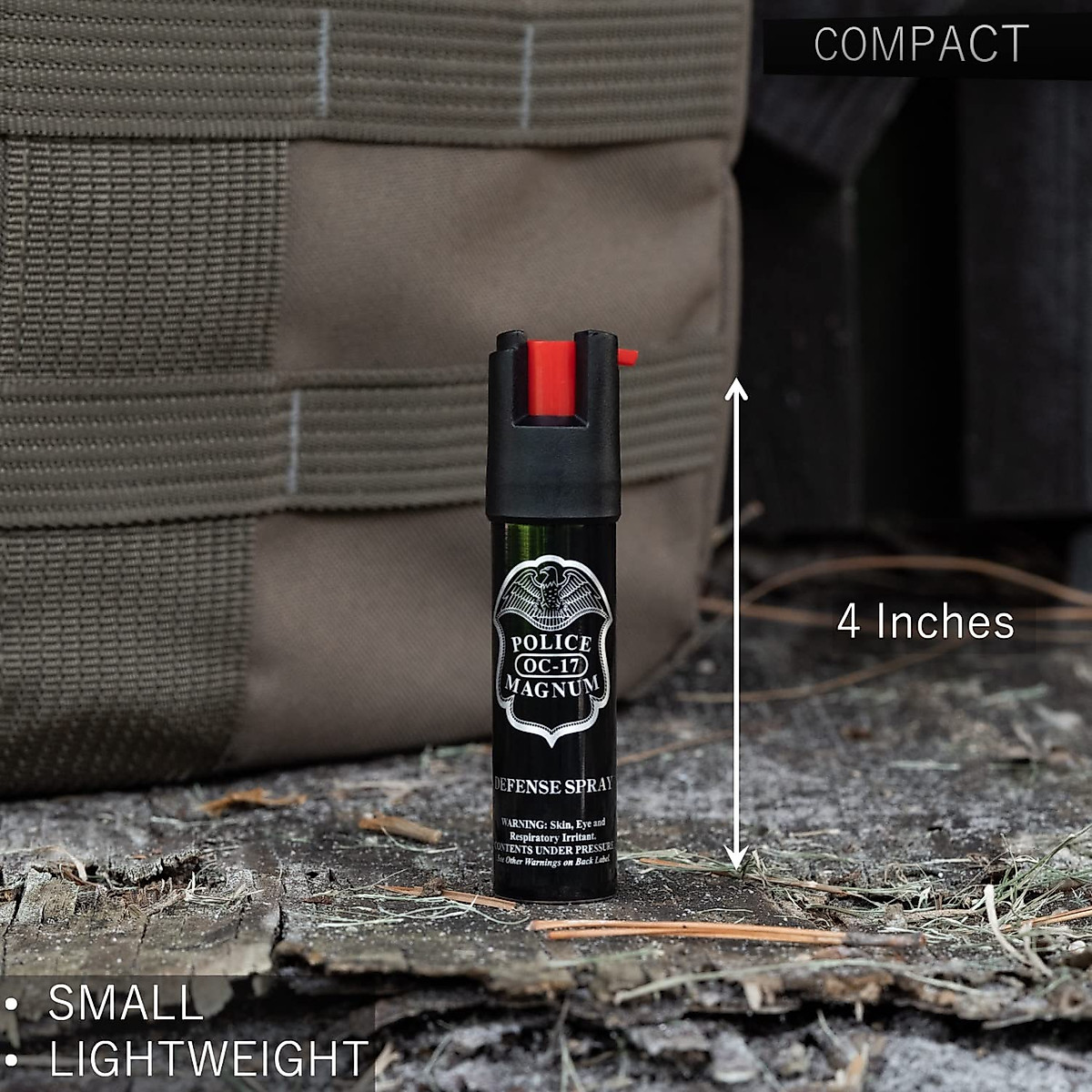 Police Magnum Compact Pepper Spray Self Defense- Tactical Maximum Heat Strength OC- Small Discreet Carry Canister- Made in The USA- 3 Pack 3/4oz TL