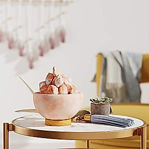 Amazon Basics Natural Himalayan Salt Lamp Bowl with Natural Crystal Chunks, Wood Base with Dimmer Switch - Crystal Pink