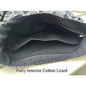 Sea Shell Crossbody Bag - Fully Lined with Front Zippered Pocket - Hippie Hobo Snail Shoulder Purse - Black and White - Medium