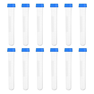 PATIKIL 15ML Plastic Centrifuge Tubes, 20 Pcs Round Bottom Centrifuge Tube with Blue Screw Caps and Graduated Marks Writing Area for Laboratory Liquid