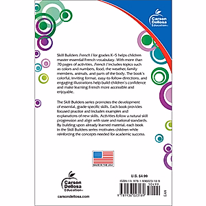 Carson Dellosa Skill Builders French I Workbook—Grades K-5 Vocabulary, Alphabet, Geography, Culture, With Word Searches and Activities for French Learning (80 pgs)