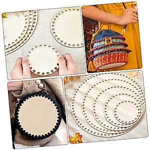 Cabilock 20 pcs Woven bag base knitting kit DIY kits wooden purse crochet basket bottom Unfinished Wooden Round Weaving Knitting Base Wood Base For Wood Bag Base Bag Bottom Crochet Supply