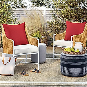 OTOSTAR Waterproof Throw Pillow Covers 18x18 Inch Outdoor Decorative Pillow Covers Square Outdoor Pillowcases Patio Cushion Case Pillows for Couch Tent Sofa Garden Funiture Home Decor Pack of 4 (Red)