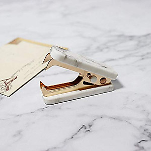 Multibey Staples Remover Tool for Office Staple Removal Puller Kit Gold Metal Jaws Stationery Marble White Texture School Home Desk Supplies Gift Idea (1 Pack)